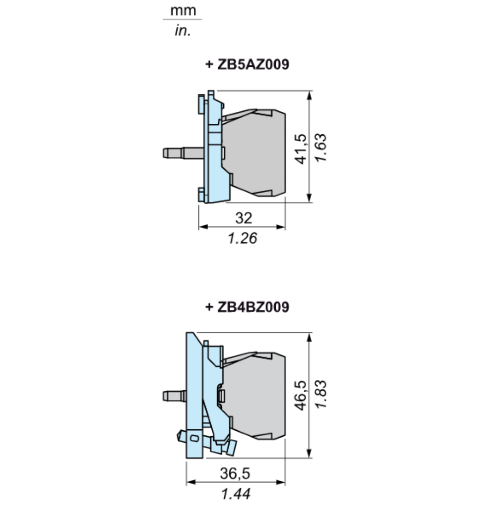 Bloco de contato luminoso Schneider ZBVG1 LED 110V IP20