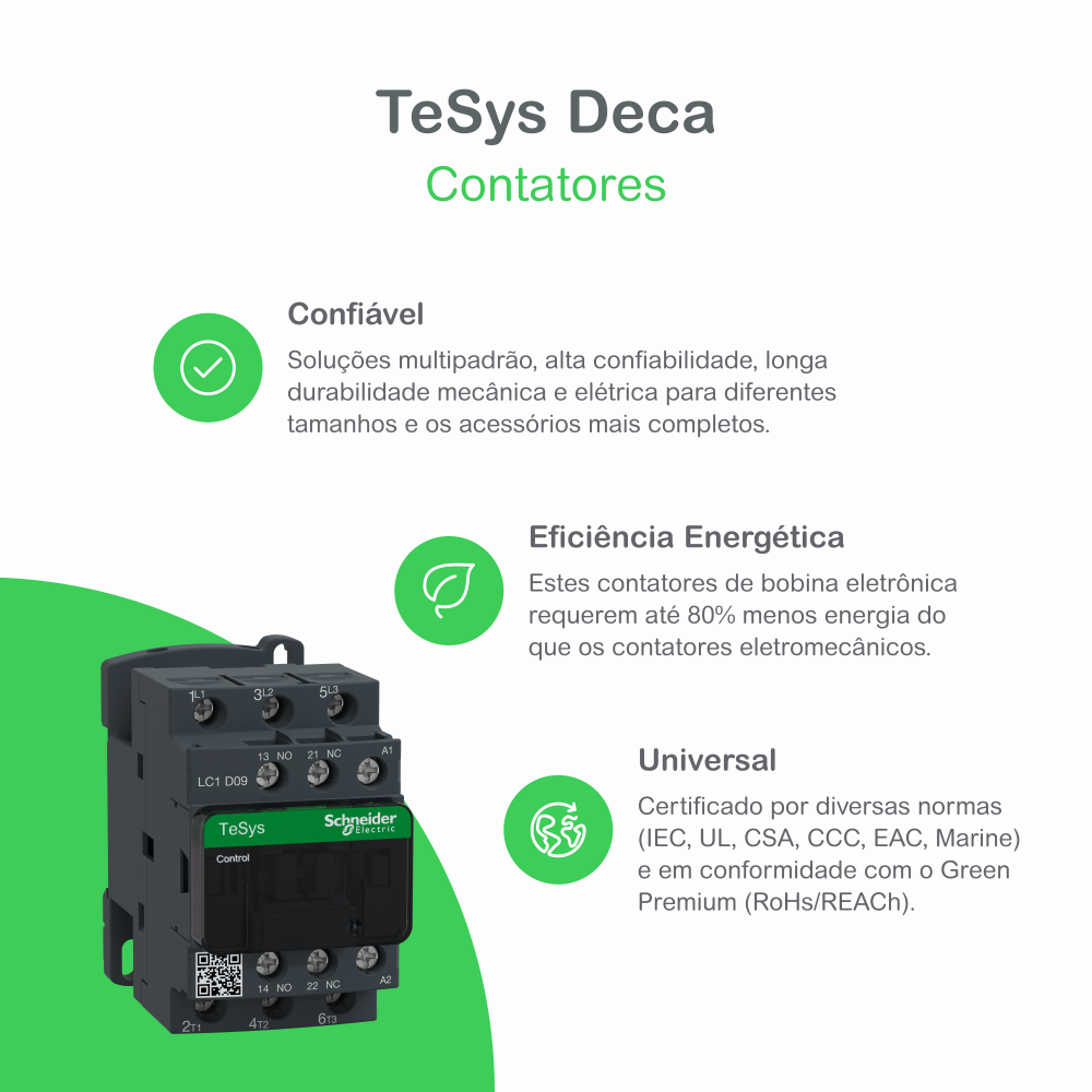 Contator Tripolar Schneider LC1D32F7 32A 1NA+1NF 110VCA